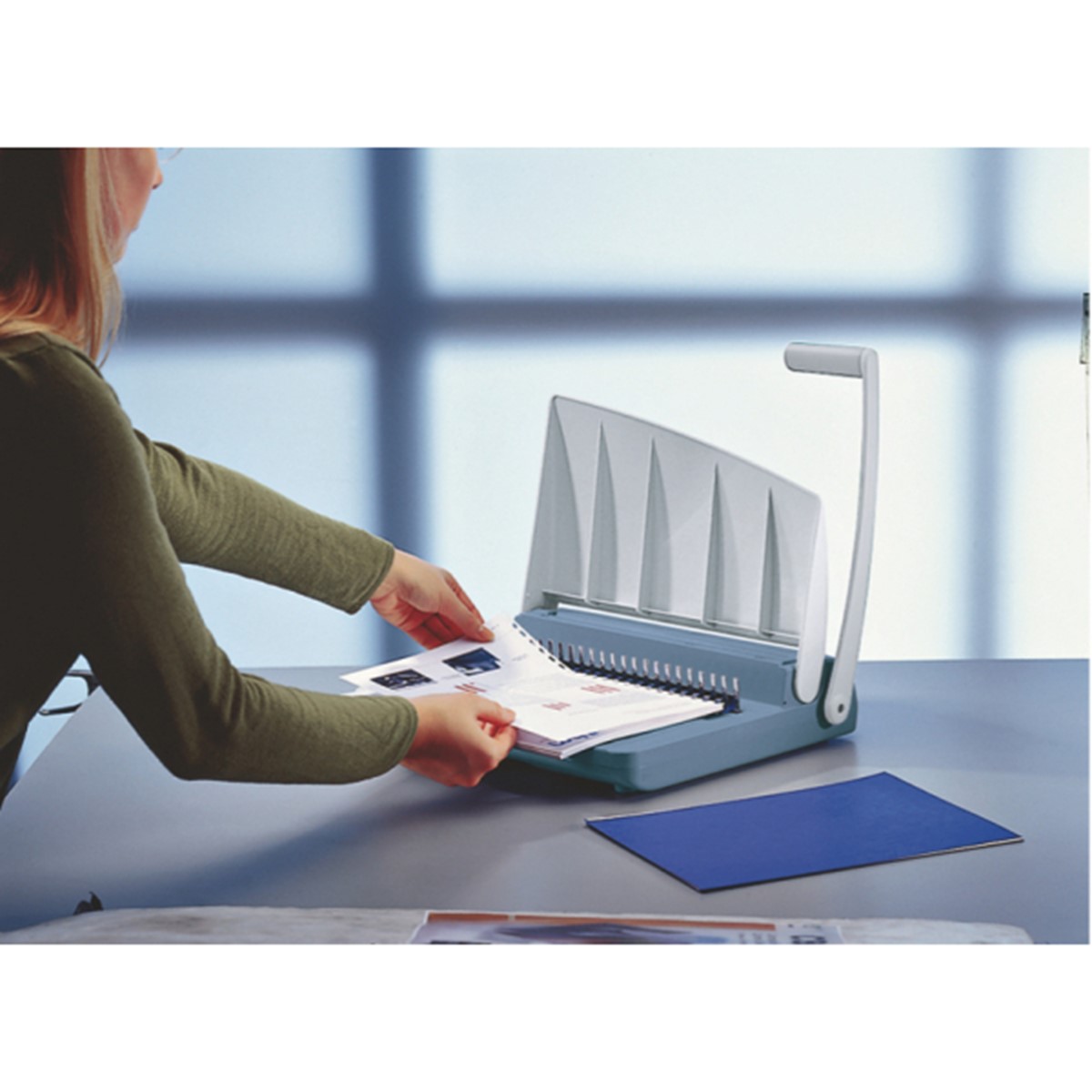 Leitz Spiralbindegerät comBIND 300, Silber/Blau (LE-13263)