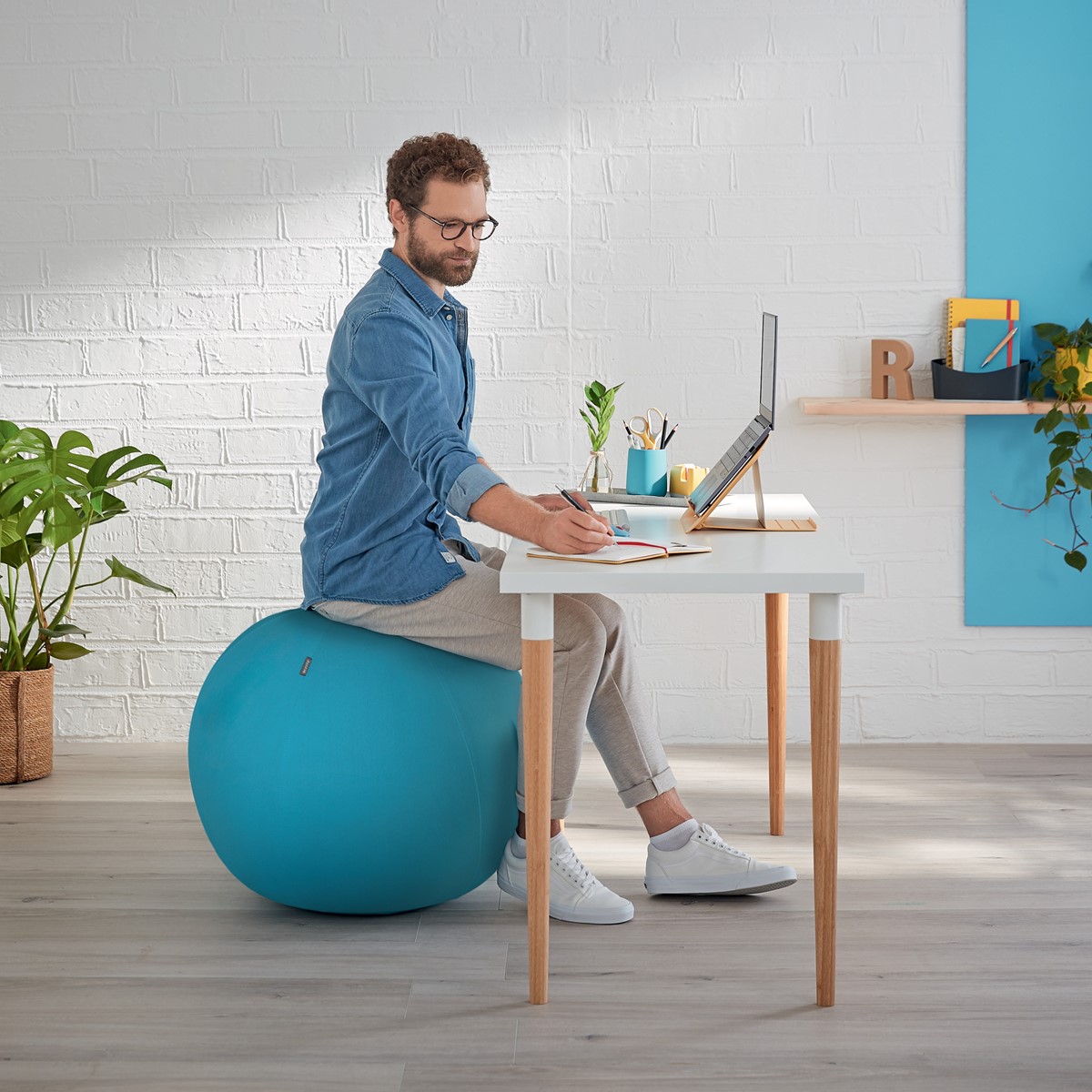 Leitz Ergo Cosy Sitzball für aktives Sitzen, Sanftes Blau (5279-00-61)