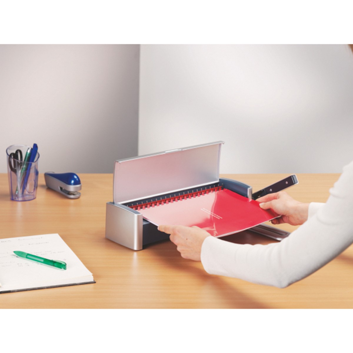 Leitz Spiralbindegerät comBIND 100, Silber/Blau (7301-00-00)