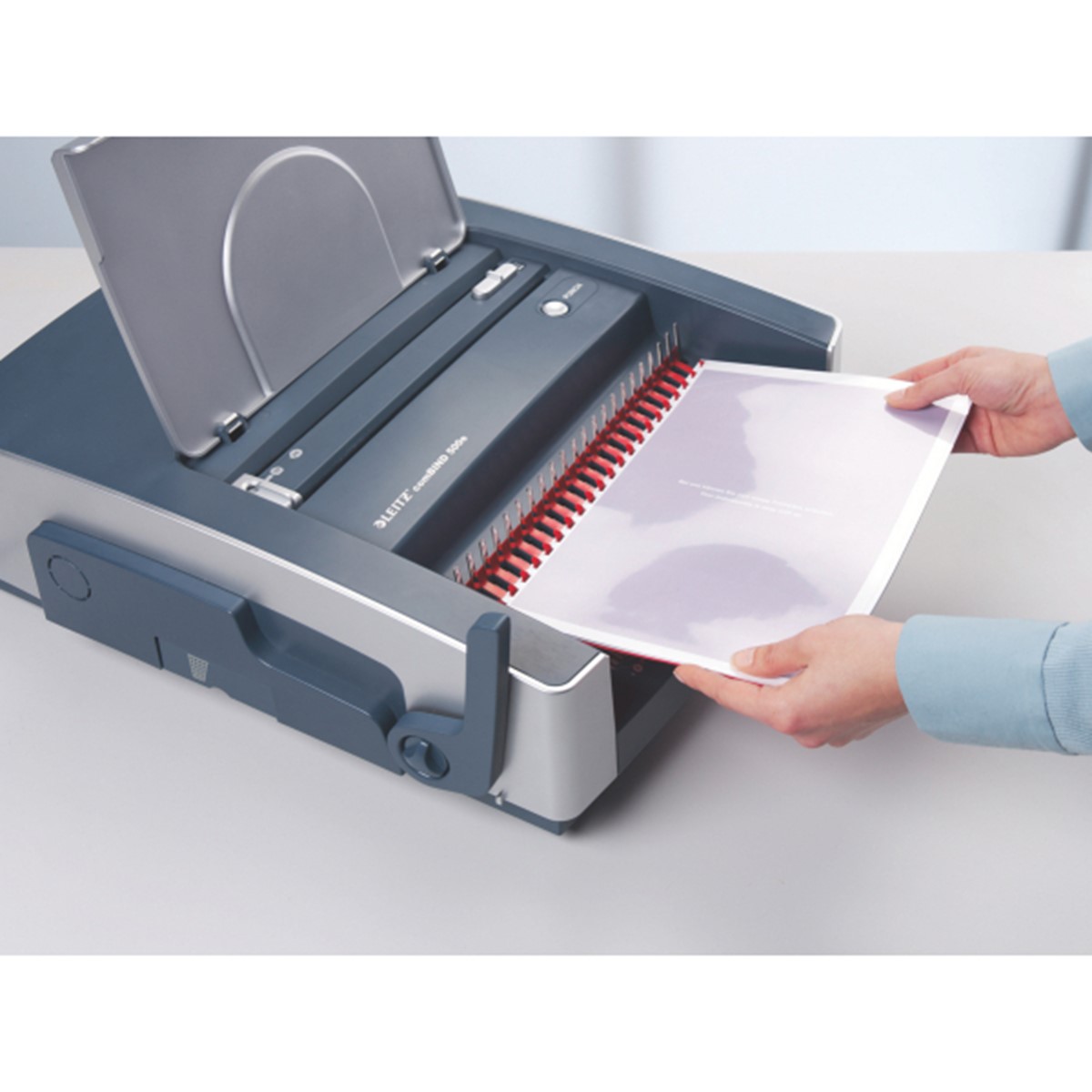 Leitz Spiralbindegerät comBIND 500e, Silber/Blau (7303-00-00)